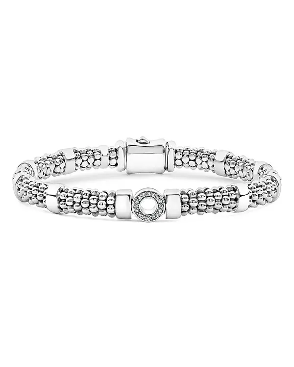 Lagos Sterling Caviar Spark Diamond Circle Bracelet - Silver