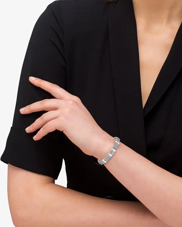 Lagos Sterling Caviar Spark Diamond Circle Bracelet