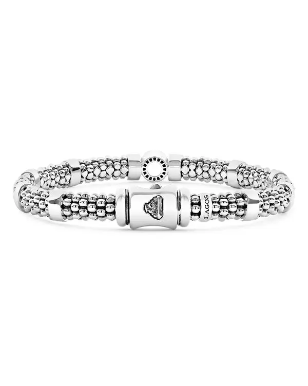 Lagos Sterling Caviar Spark Diamond Circle Bracelet