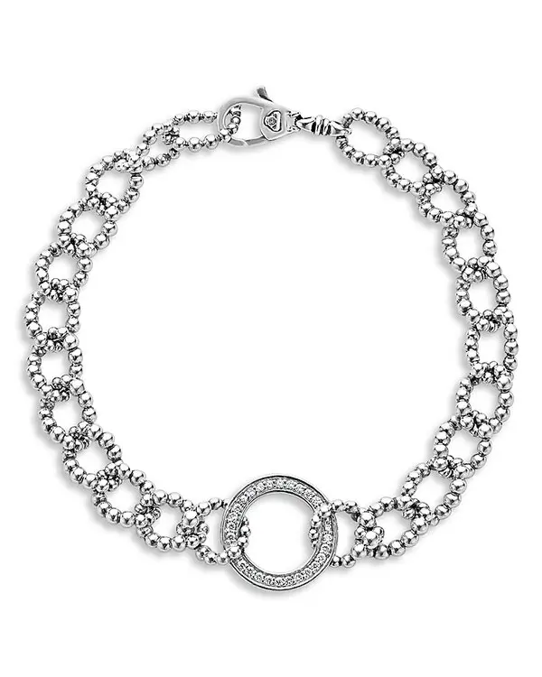 Lagos Sterling Caviar Spark Diamond Circle Link Bracelet - Silver