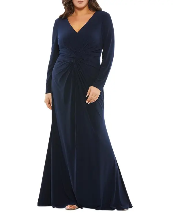 Mac Duggal Plus Twist Front Jersey Gown