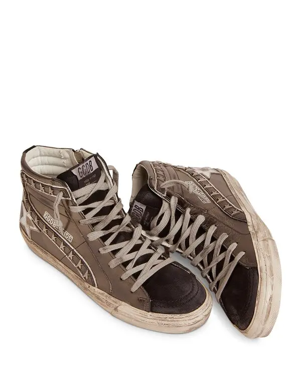 GOLDEN GOOSE Laminated Star Slide Sneakers - Black Silver