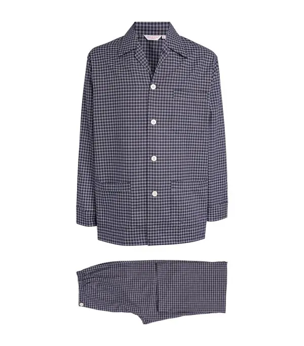 Derek Rose Brushed Cotton Check Pyjama Set - Navy