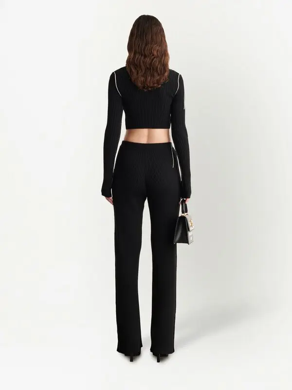 Off-White Ribbed Cropped Cardigan - Black