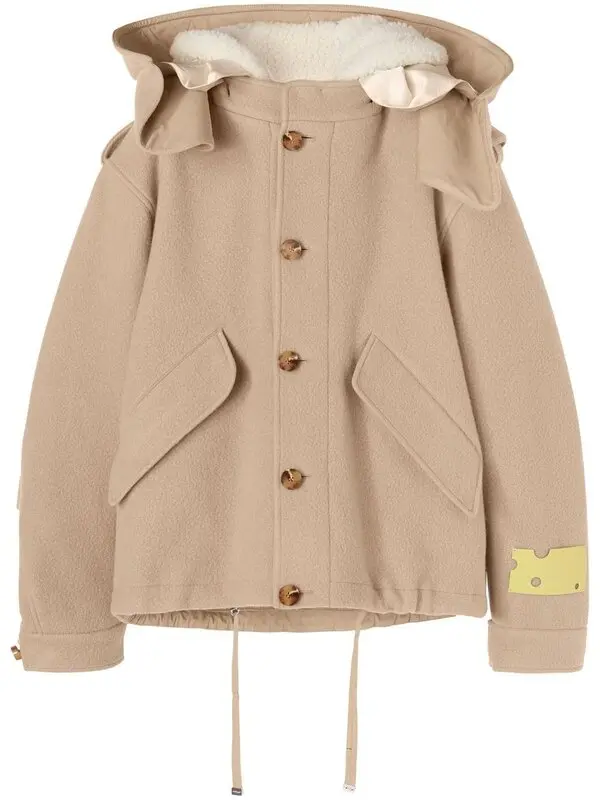 Off-White Hooded Parka Coat - Neutrals