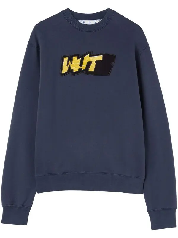 Off-White Logo-print Crew Neck Sweatshirt - Blue