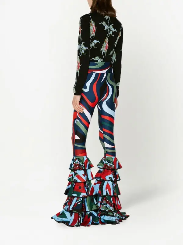 Emilio Pucci Marmo-print Ruffle-detail Leggings