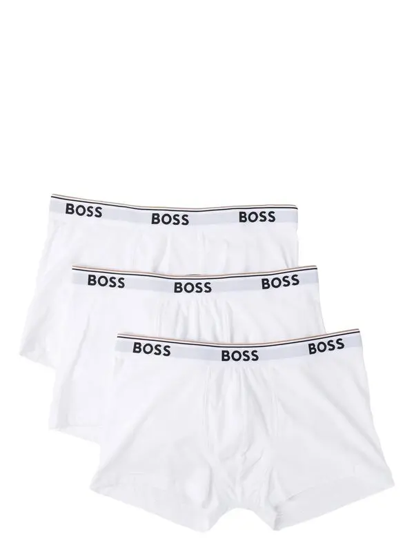 BOSS Pack-of-three Logo-waistband Boxer Briefs - White
