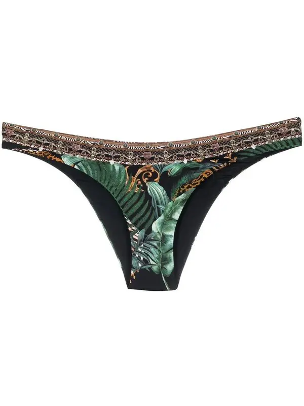 Camilla Tiger-print Bikini Bottom - Green