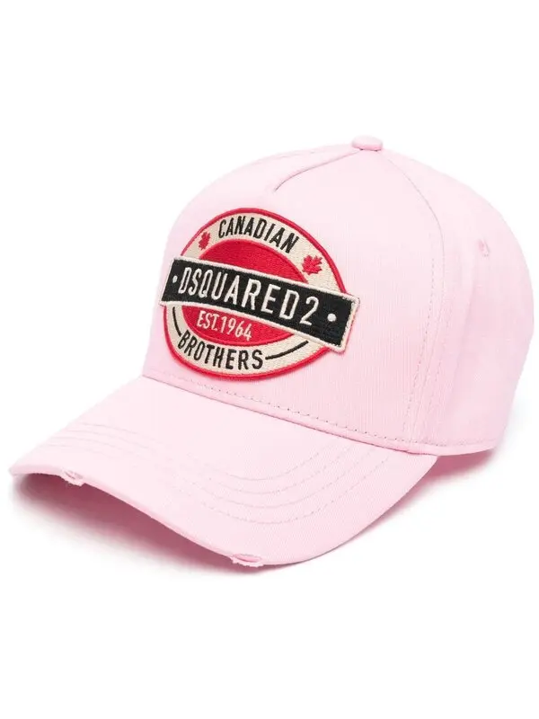 Dsquared2 Logo Patch Distressed Cap - Pink