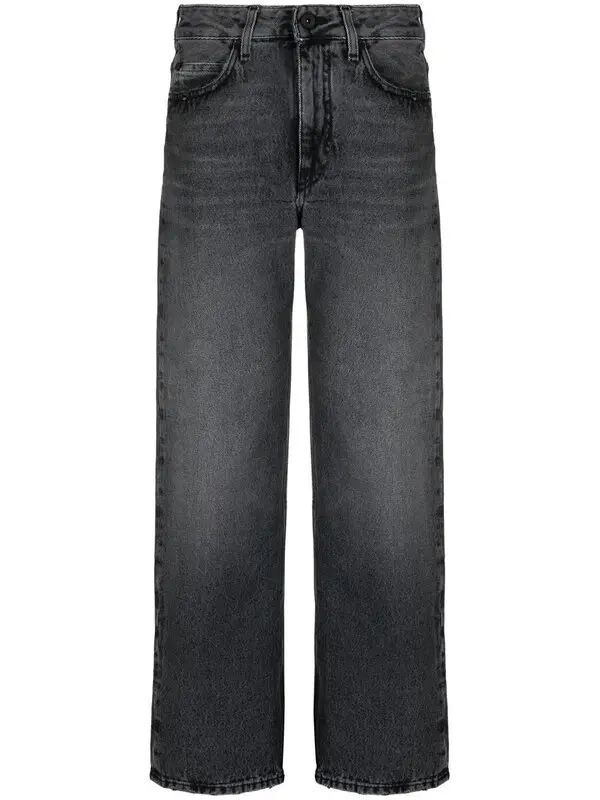 Off-White Logo-patch Straight-leg Jeans - Black