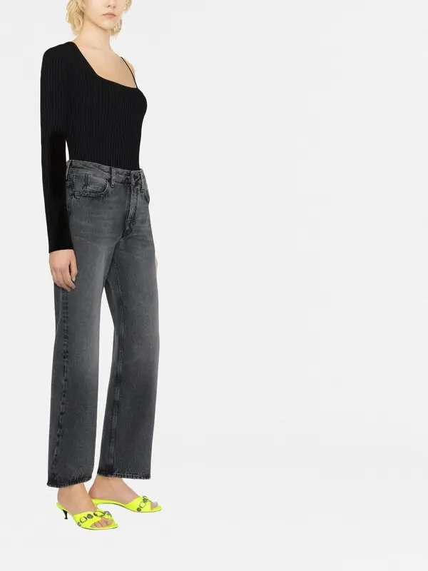 Off-White Logo-patch Straight-leg Jeans - Black