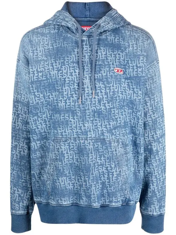 DIESEL® Logo Drawstring Hoodie - Blue