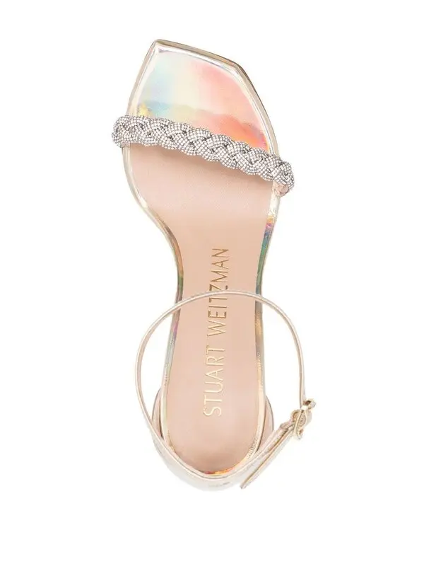 STUART WEITZMAN Crystal-embellished Iridescent Sandals - Gold