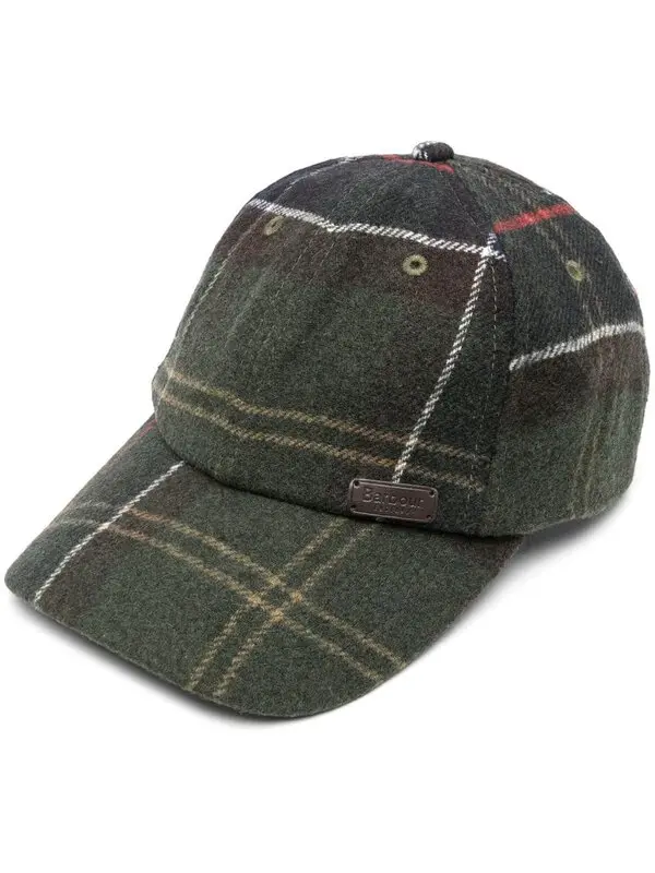 Barbour Check-print Cap - Green