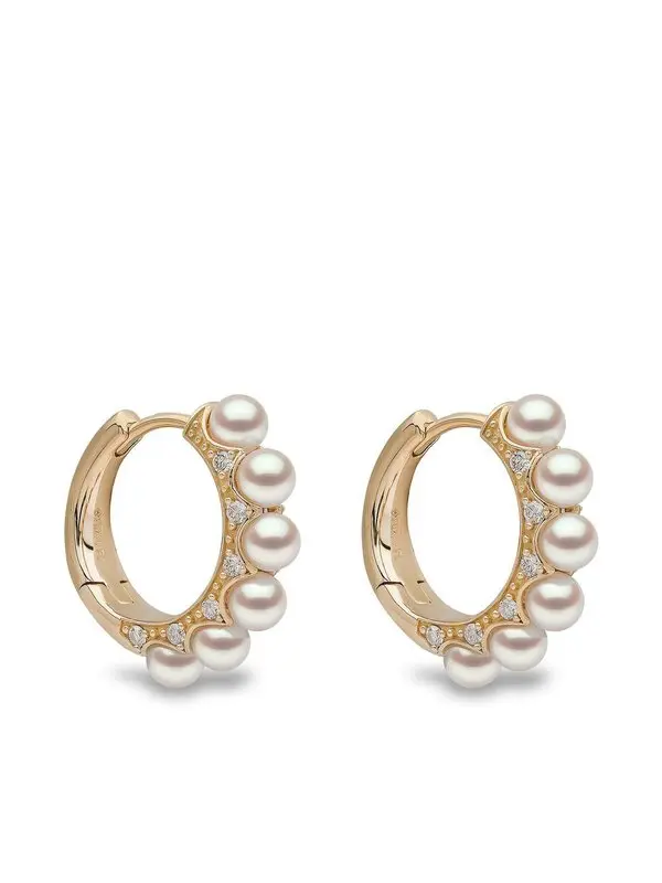 Yoko London 18kt Yellow Akoya Pearl And Diamond Hoop Earrings - Gold