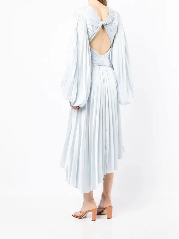 acler palms pleat dress Acler Palms Pleated Satin Midi-Dress