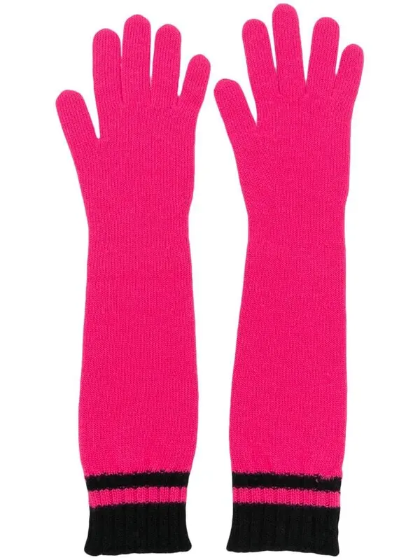Alberta Ferretti Long Length Ribbed Knit Gloves