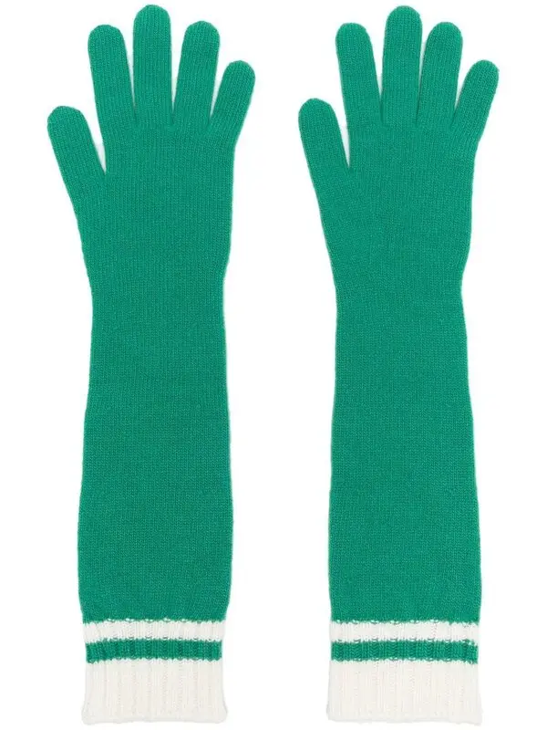 Alberta Ferretti Long Ribbed Knit Gloves