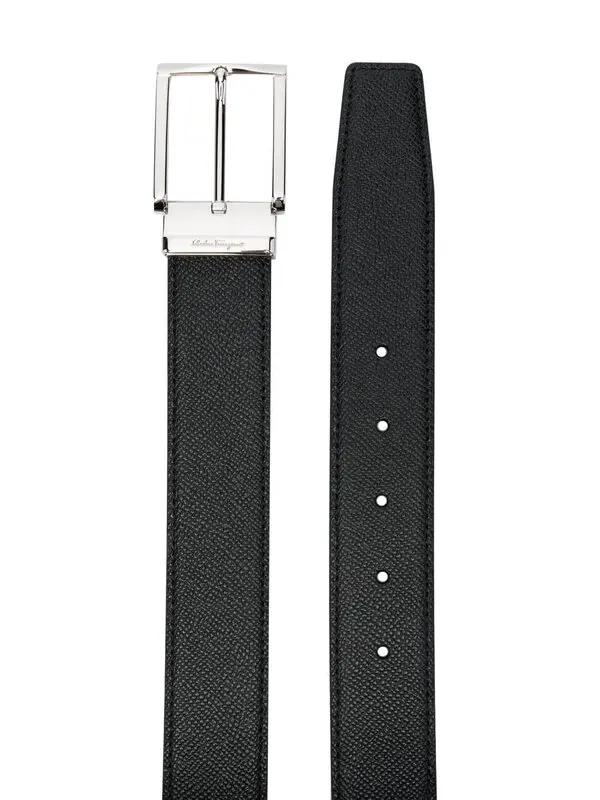 FERRAGAMO Buckle-fastened Leather Belt - Black
