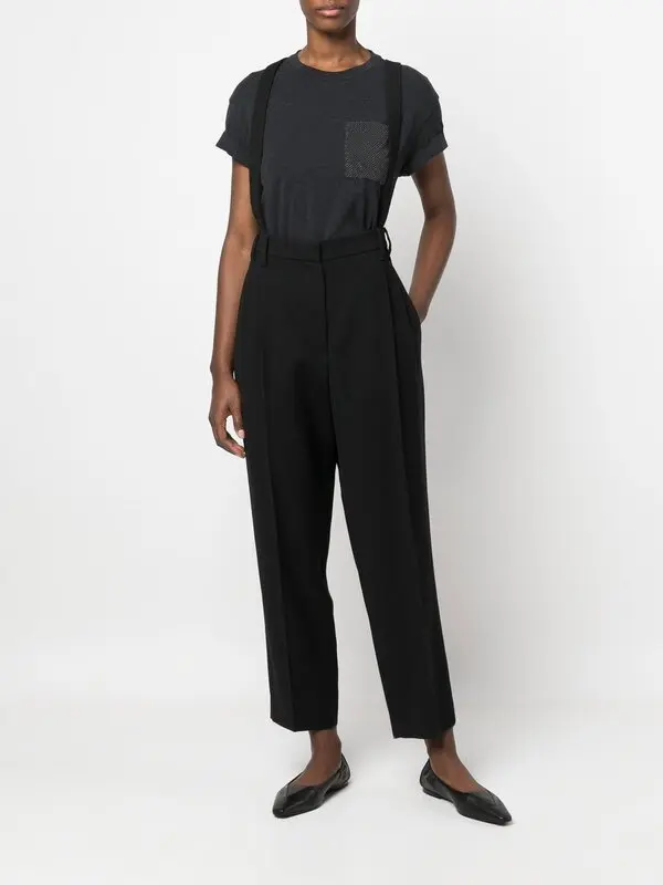 Brunello Cucinelli Cropped Brace-detail Trousers