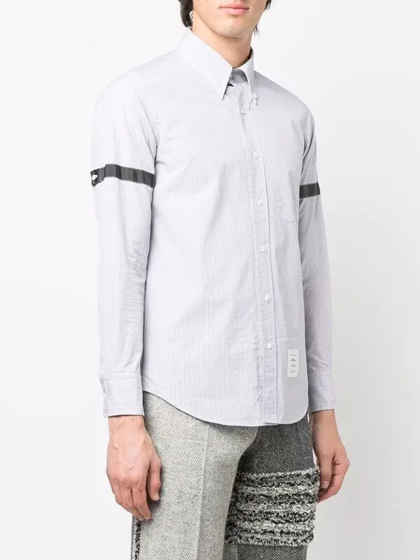 Thom Browne Grosgrain-armband Cotton Shirt - Grey