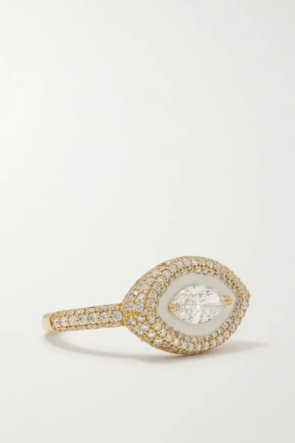 KAMYEN 18-karat Diamond And Enamel Ring - Gold