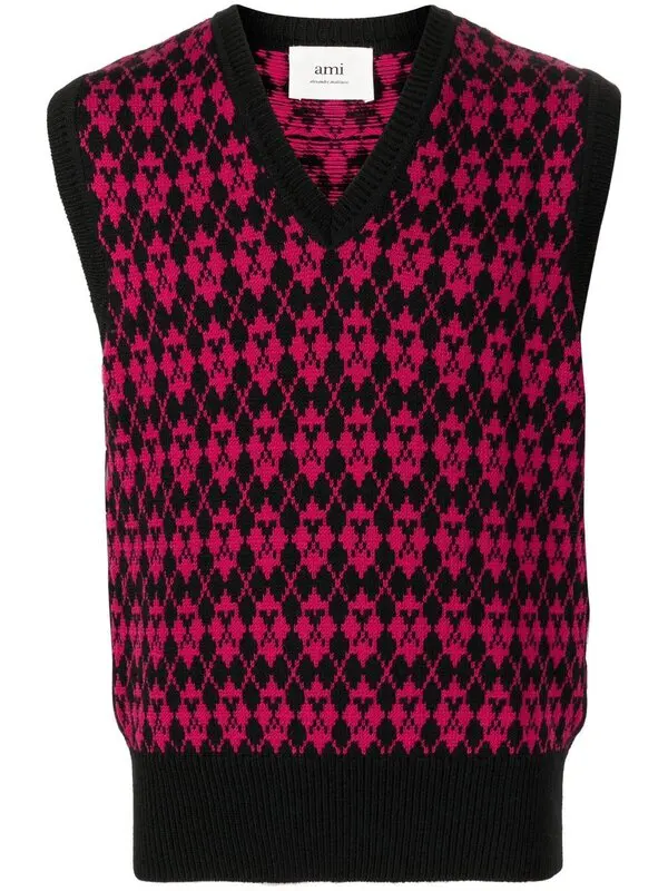 Ami Logo-ebroidered Knitted Vest