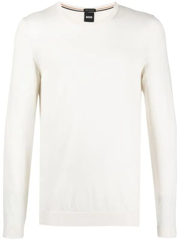 BOSS Crew Neck Pullover Sweater - Neutrals