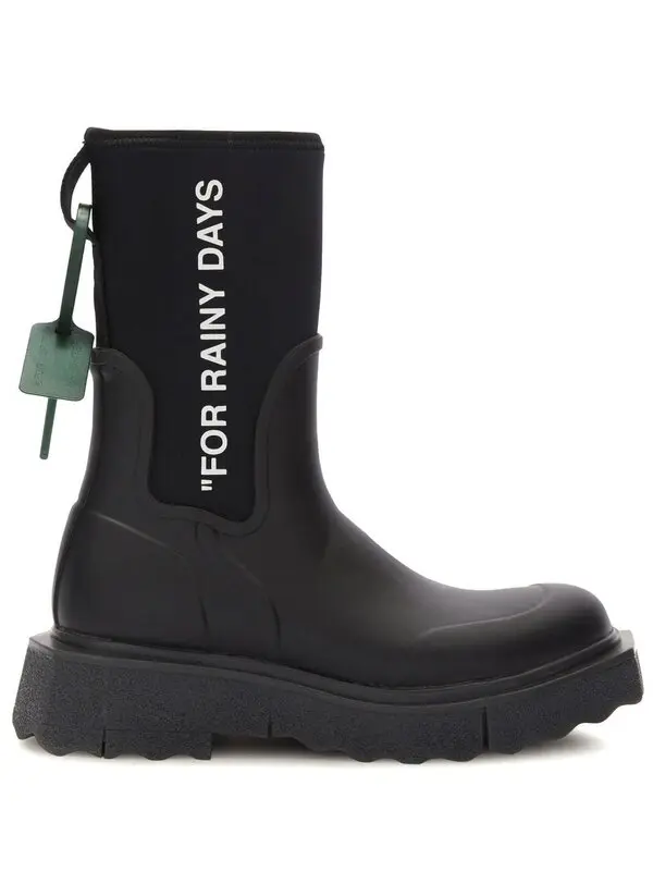 Off-White Sponge Logo-print Rain Boots - Black