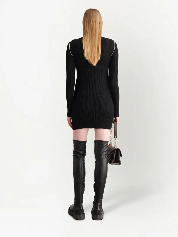 Off-White Embroidered-logo Ribbed Mini Dress
