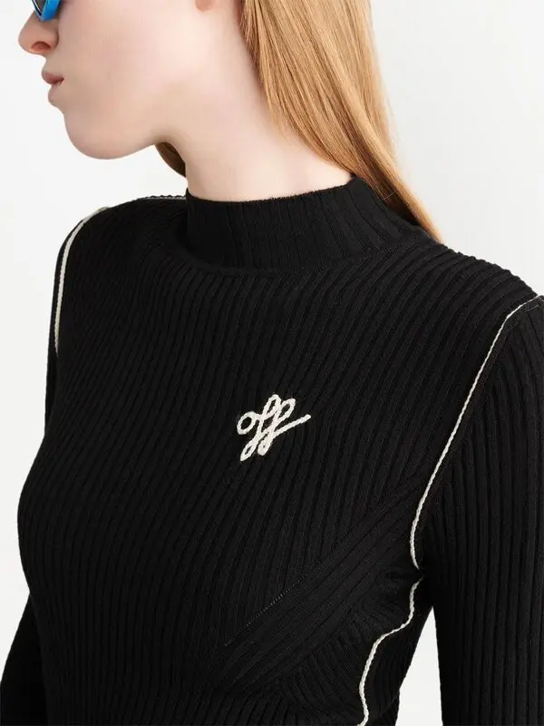 Off-White Embroidered-logo Ribbed Mini Dress