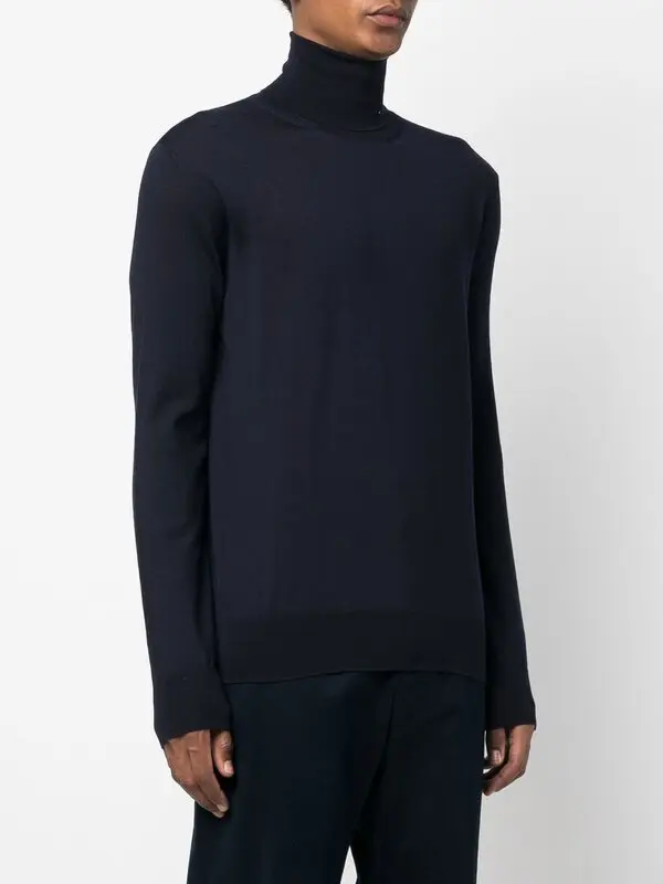 JIL SANDER Roll-neck Merino Wool Jumper - Blue