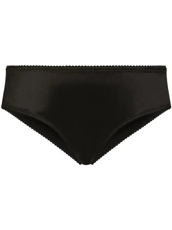 Dolce & Gabbana Mid-rise Satin Briefs - Black