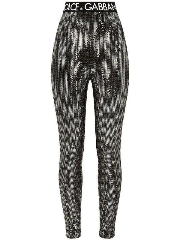Dolce & Gabbana Logo-waistband Sequin-embellished Leggings