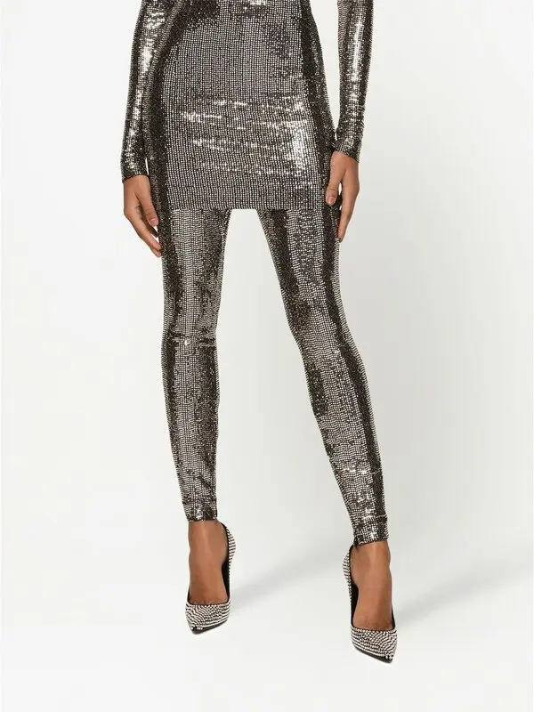 Dolce & Gabbana Logo-waistband Sequin-embellished Leggings