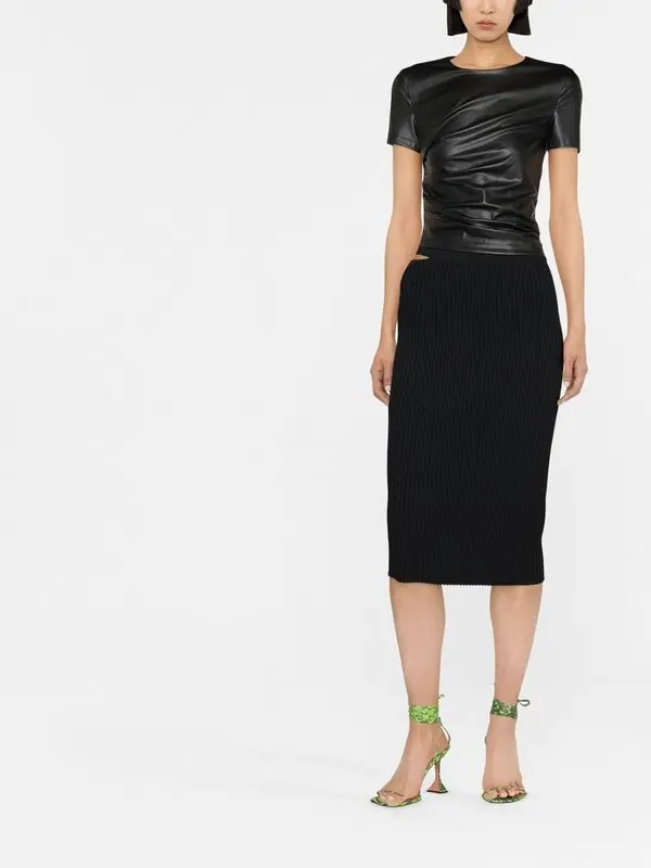 Helmut Lang Cutout Ribbed Knit Skirt