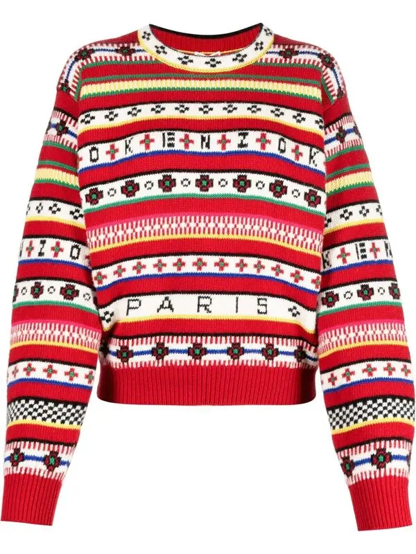 Kenzo Intarsia-knit Logo Jumper - Red
