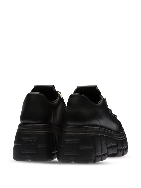Miu Miu Lace-Up Platform Sneakers - Black | Editorialist