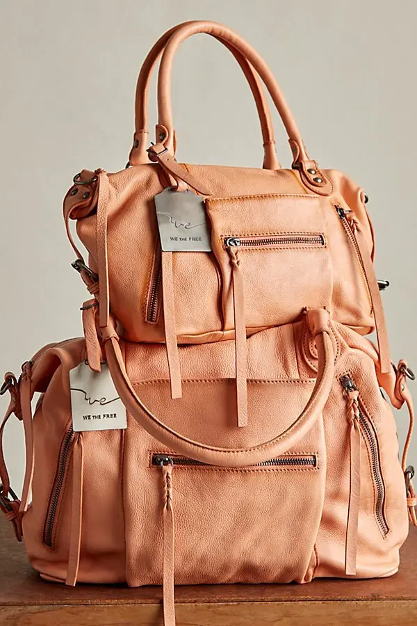 Free People We The Free Emerson Leather Tote Bag - Apricot