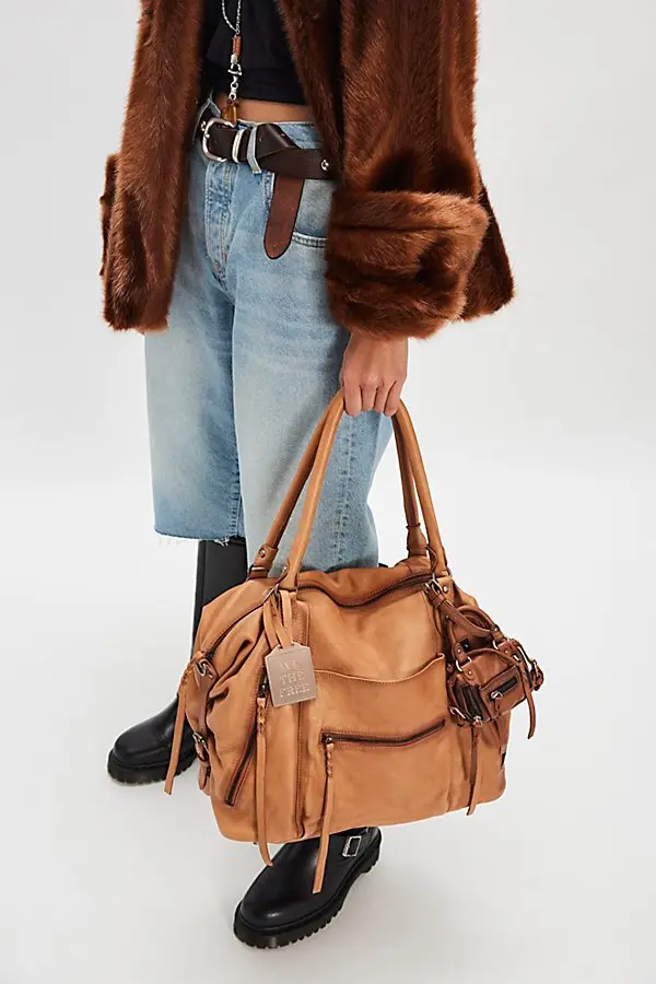 Free People Emerson Leather Tote Bag - Saddle