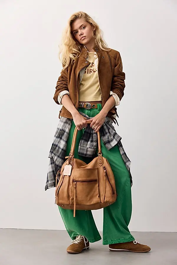 Free People We The Free Emerson Leather Tote Bag - Saddle