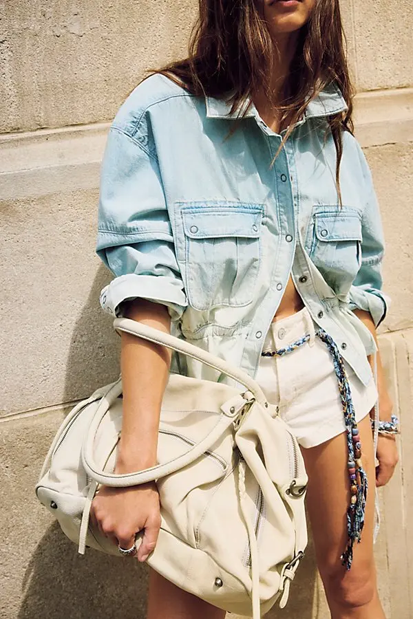 Free People We The Free Emerson Leather Tote Bag - Salt