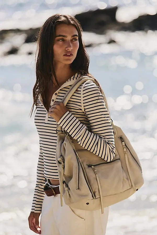 Free People We The Free Emerson Leather Tote Bag - Salt