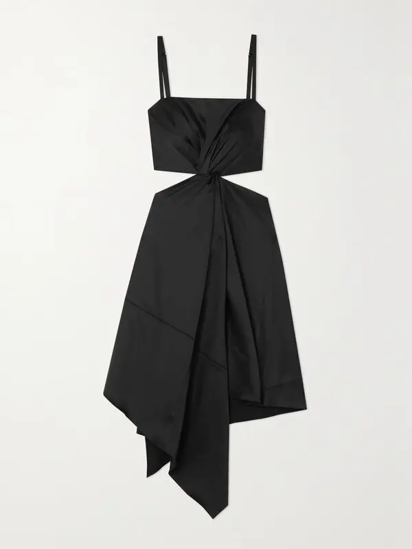 Jw Anderson Asymmetric Twist-Front Cutout Satin Dress In Black - 70% Off |  Editorialist