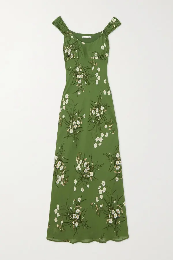 REFORMATION Demy Floral-print Georgette Midi Dress