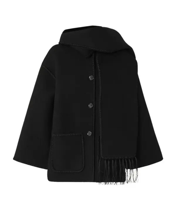 TOTÊME - Draped Fringed Wool-blend Jacket