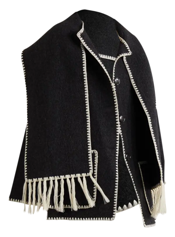 TOTEME Draped Fringed Wool-blend Jacket - Gray