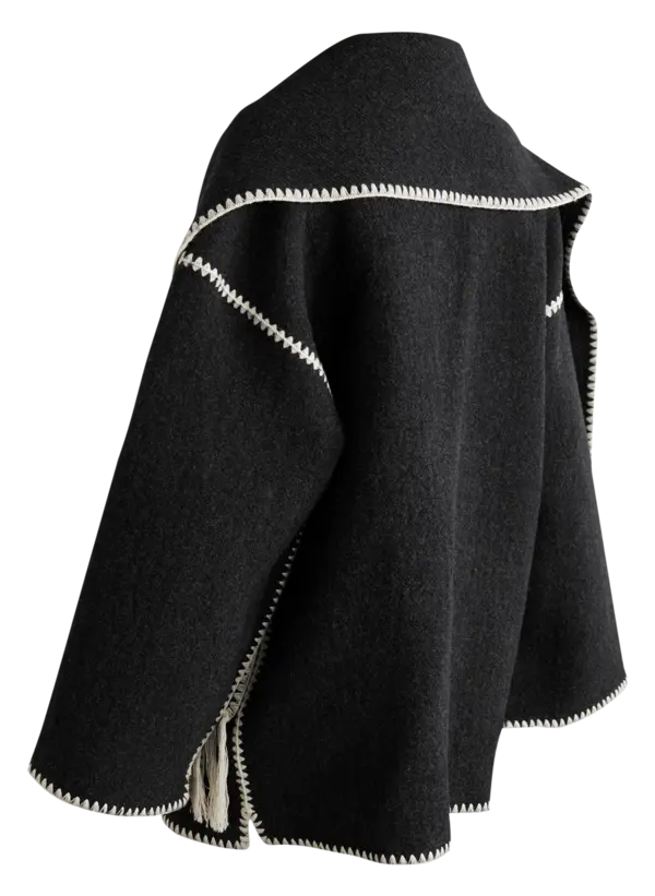 TOTEME Draped Fringed Wool-blend Jacket - Gray