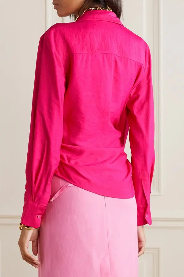 Jacquemus Bahia Knotted Draped Shirt - Pink